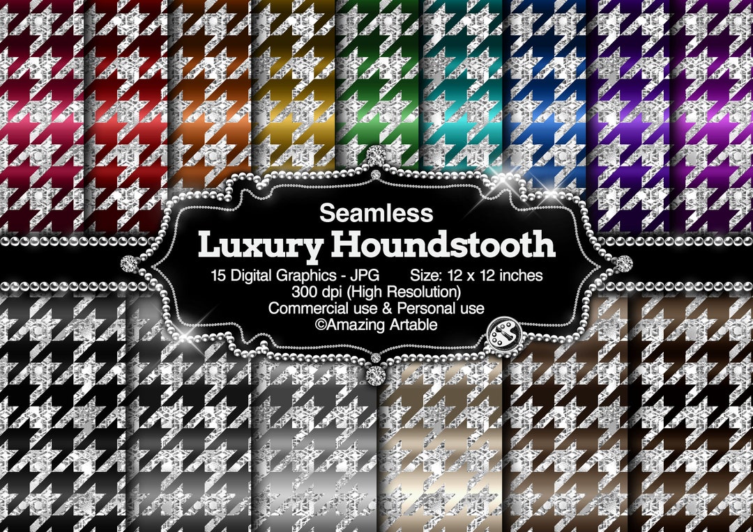 Luxury Houndstooth Seamless Digital Paper: Shiny Houndstooth Pattern ...