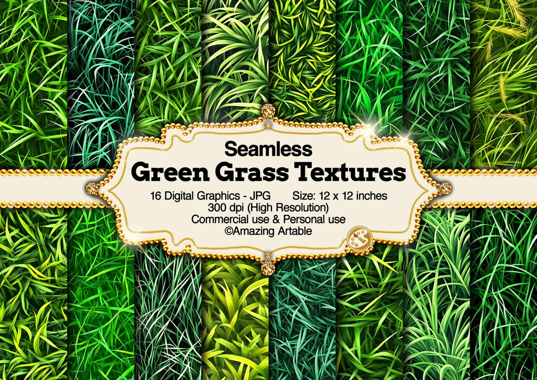 Green Grass Texture Seamless Digital Paper: Printable Grass Pattern ...