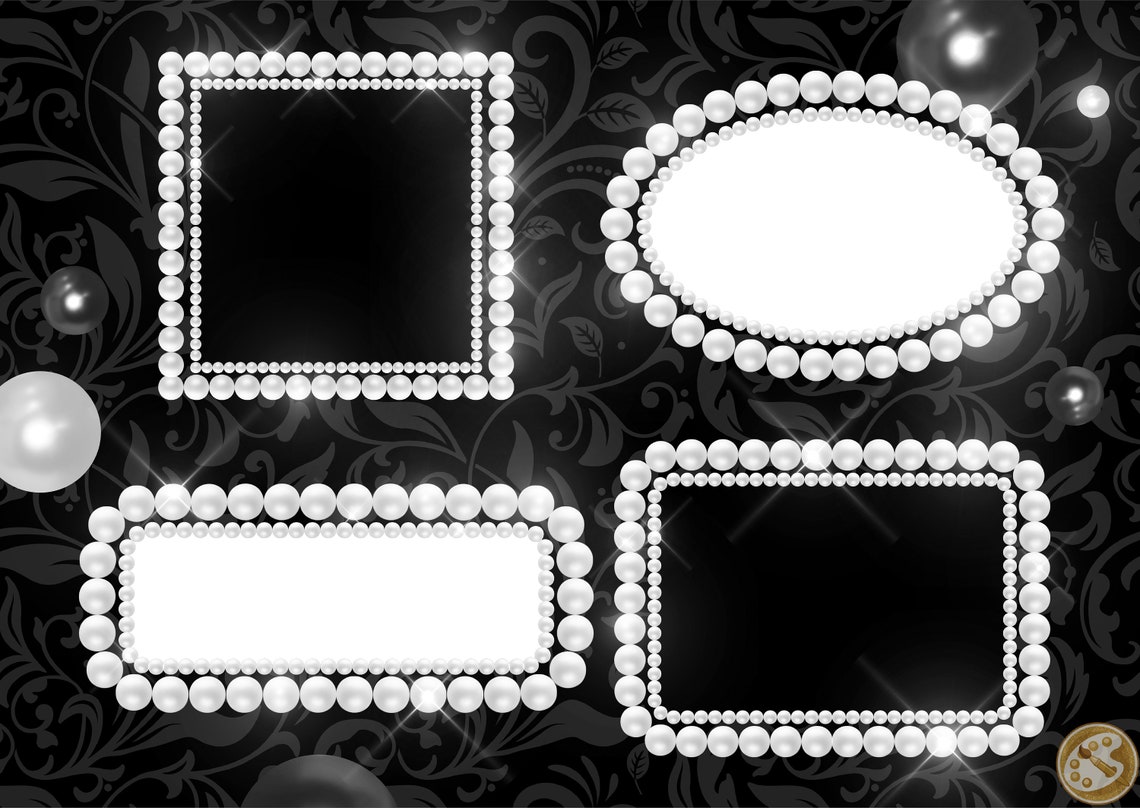 Elegant Pearl Frame Clipart: Luxury Pearl Frame Shiny Pearl - Etsy