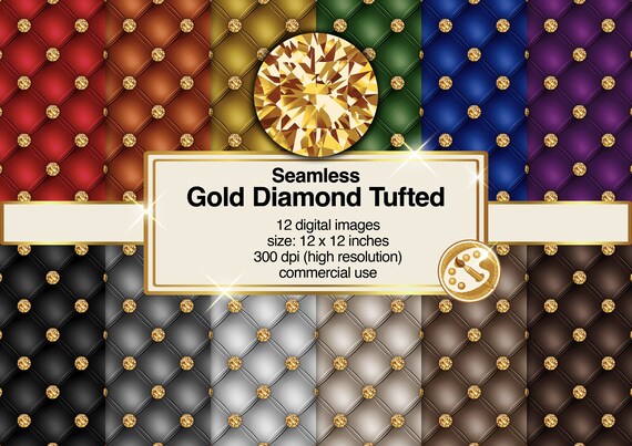 Gold Diamond Tufted Seamless Digital Paper: Luxury - Etsy