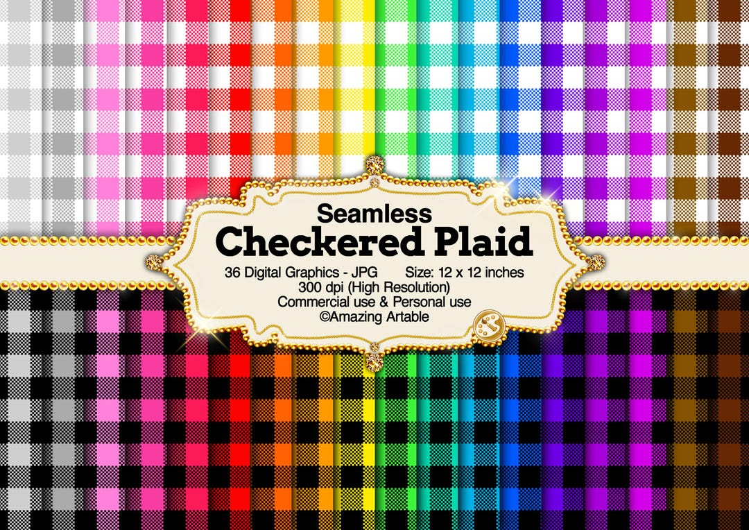 Checkered Plaid Seamless Digital Paper: Seamless Checkered Plaid ...