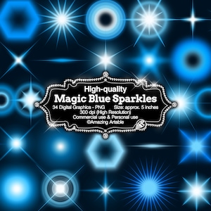 Magic Blue Sparkle Clipart: Sparkling Lens Flare Neon Blue Stars Light ...