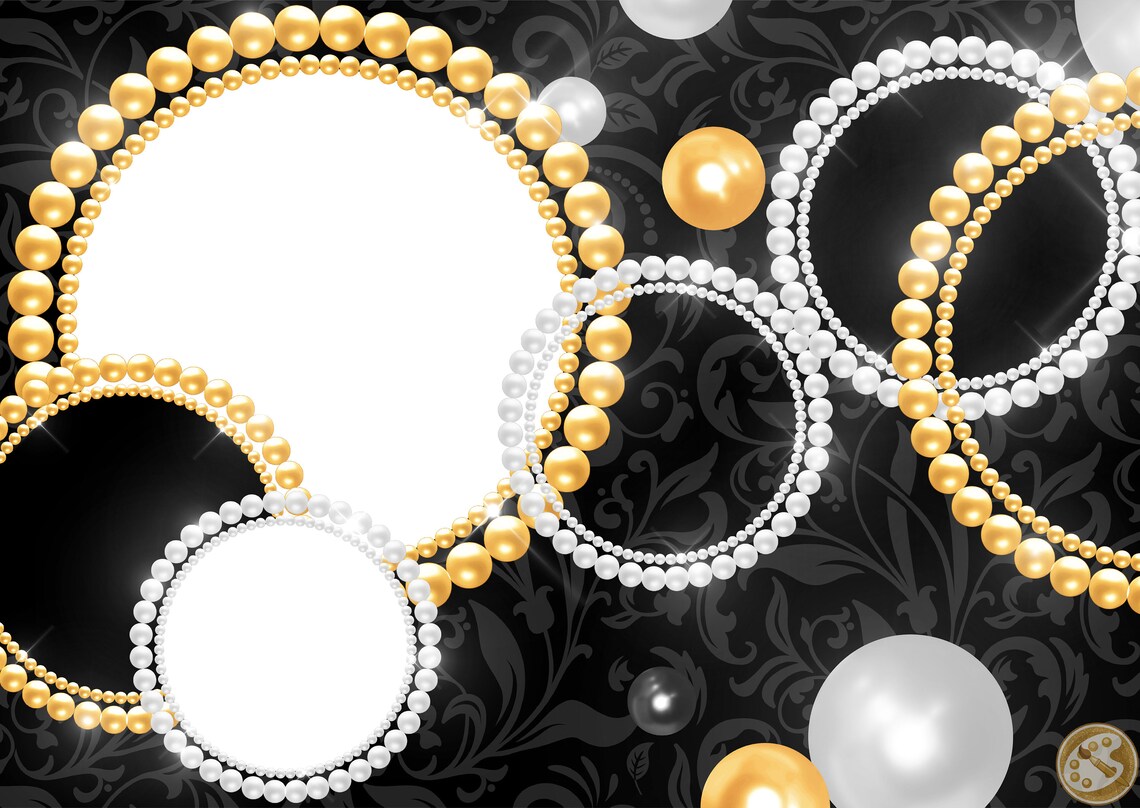 Elegant Pearl Frame Clipart: Luxury Pearl Frame Shiny Pearl Overlays ...