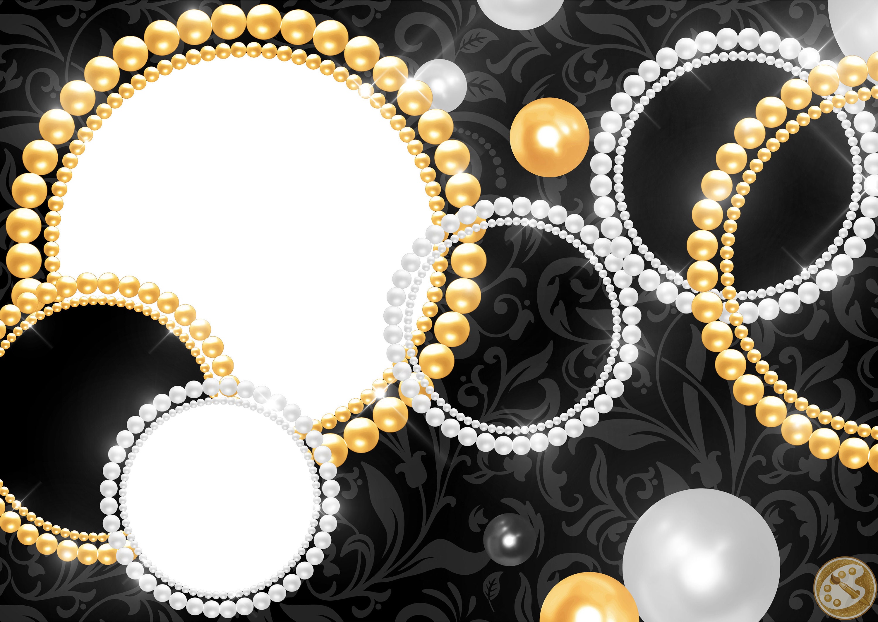 Elegant Pearl Frame Clipart: Luxury Pearl Frame Shiny Pearl - Etsy