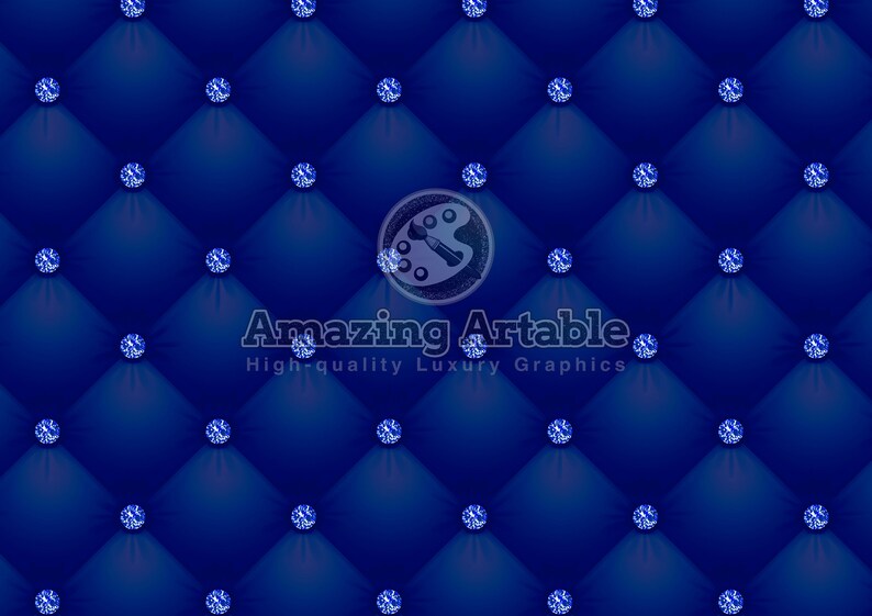 Blue & Black Diamond Tufted Digital Paper: Luxury Seamless Blue ...