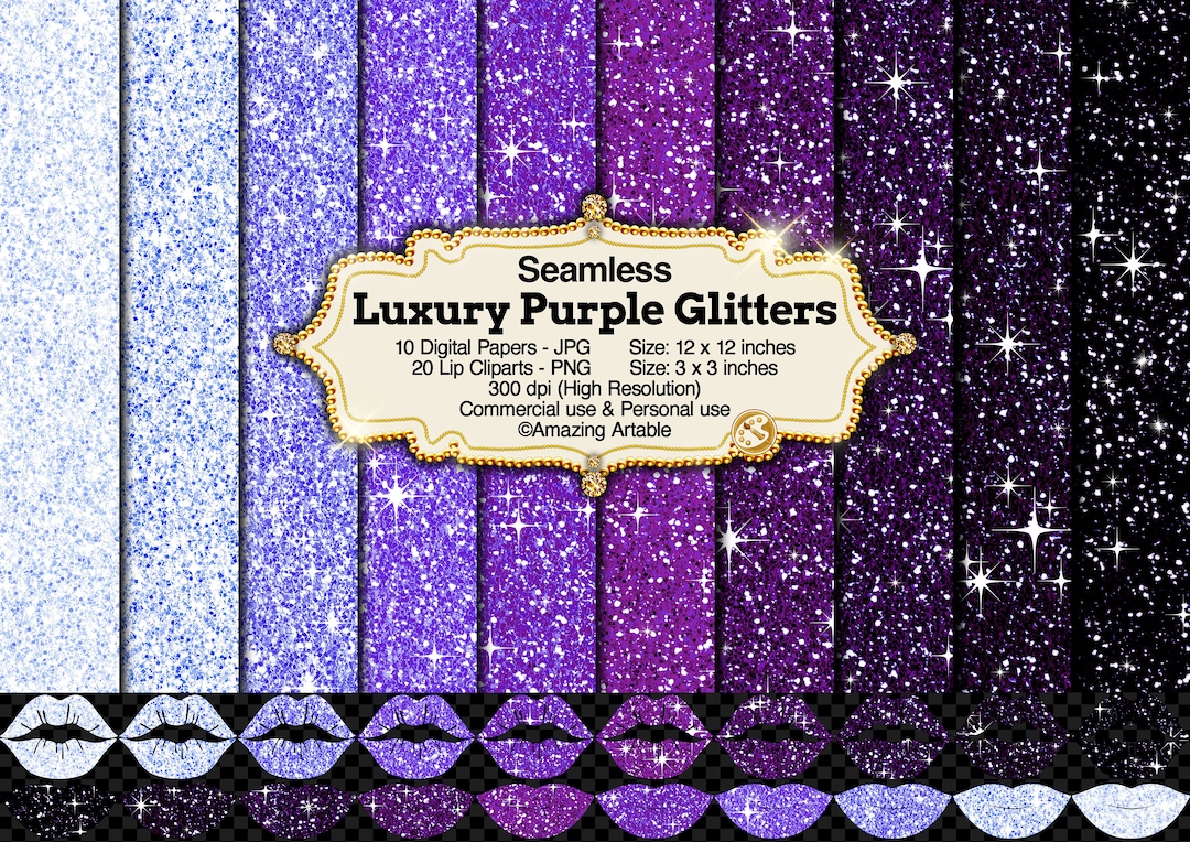 Luxury Purple Glitters: Seamless Purple Glitter Digital Paper ...
