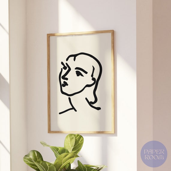 Matisse Line Drawing Wall Art Henry Matisse Girl Face Print | Etsy