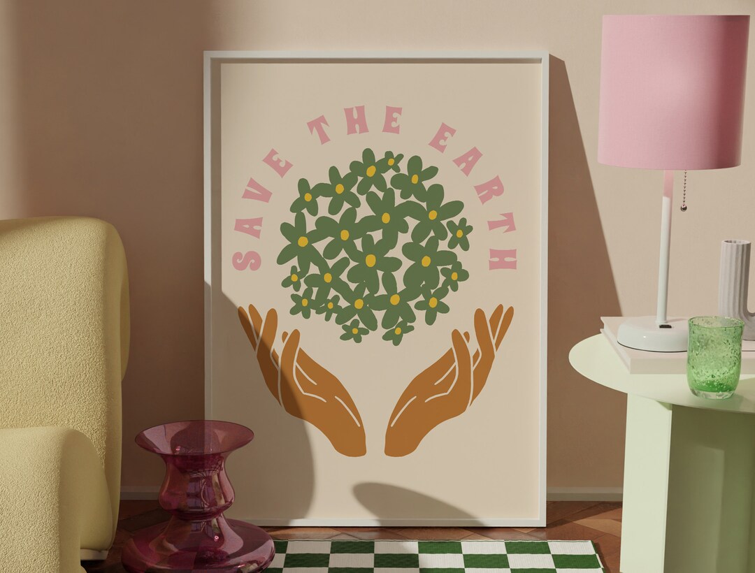 Save the Earth Poster, Floral Wall Art, Ship Worldwide From Uk,us,aus ...