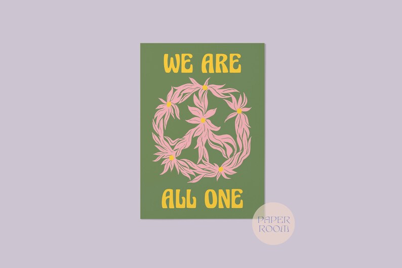 We Are All One Peace Sign Poster Ship Worldwide From - Etsy