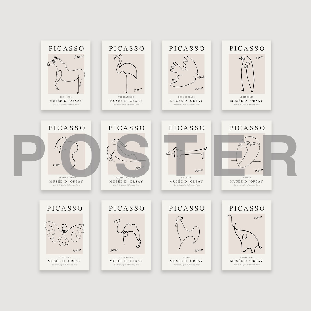 Picasso Print Line Art Picasso Inspired Line Art Exhibition - Etsy