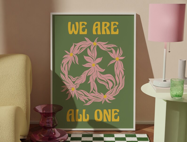 We Are All One Peace Sign Poster Ship Worldwide From - Etsy