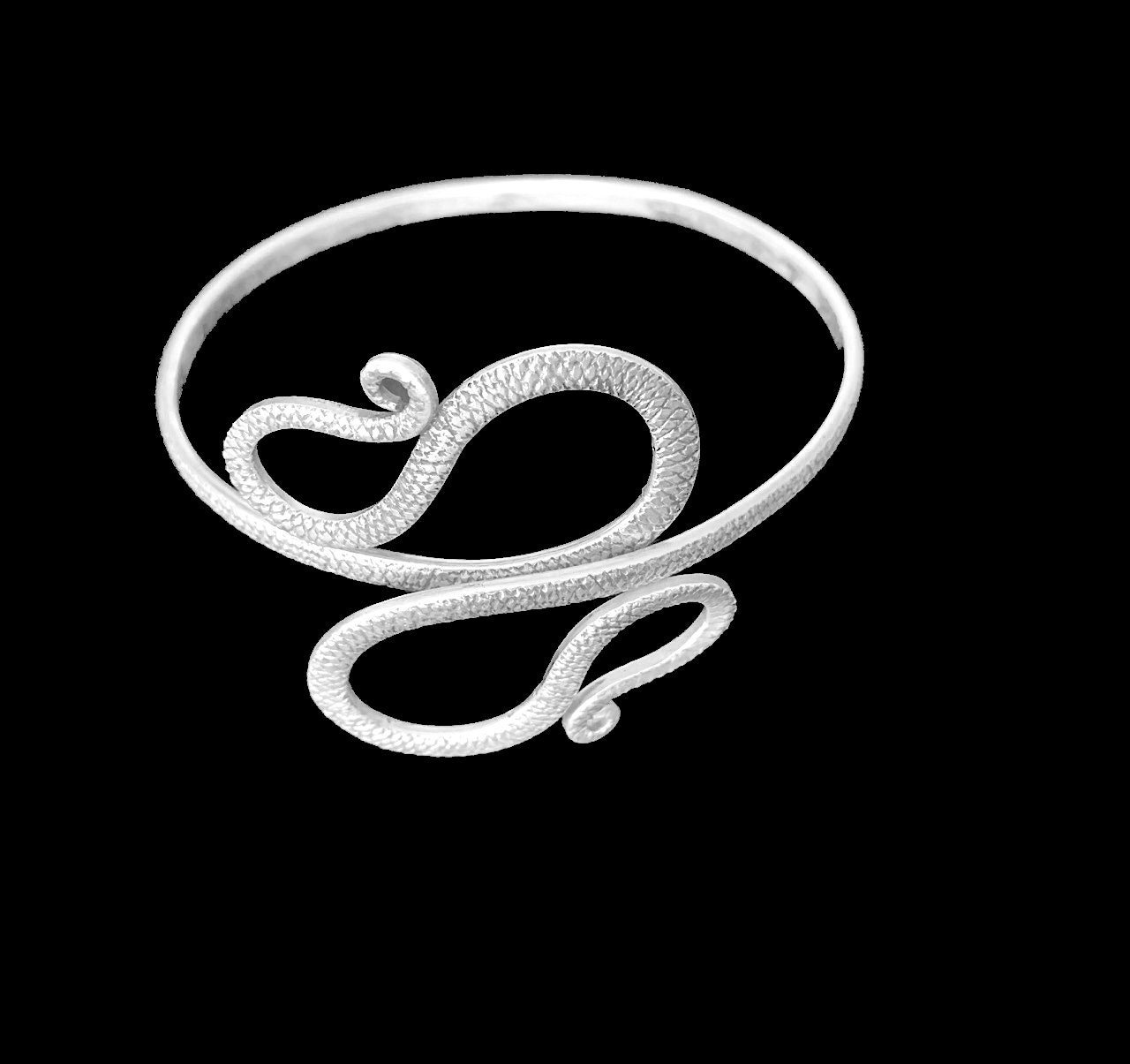Coiled Snake Flexible Wrap Armlet, Arm Bracelet Sterling Silver .925 ...