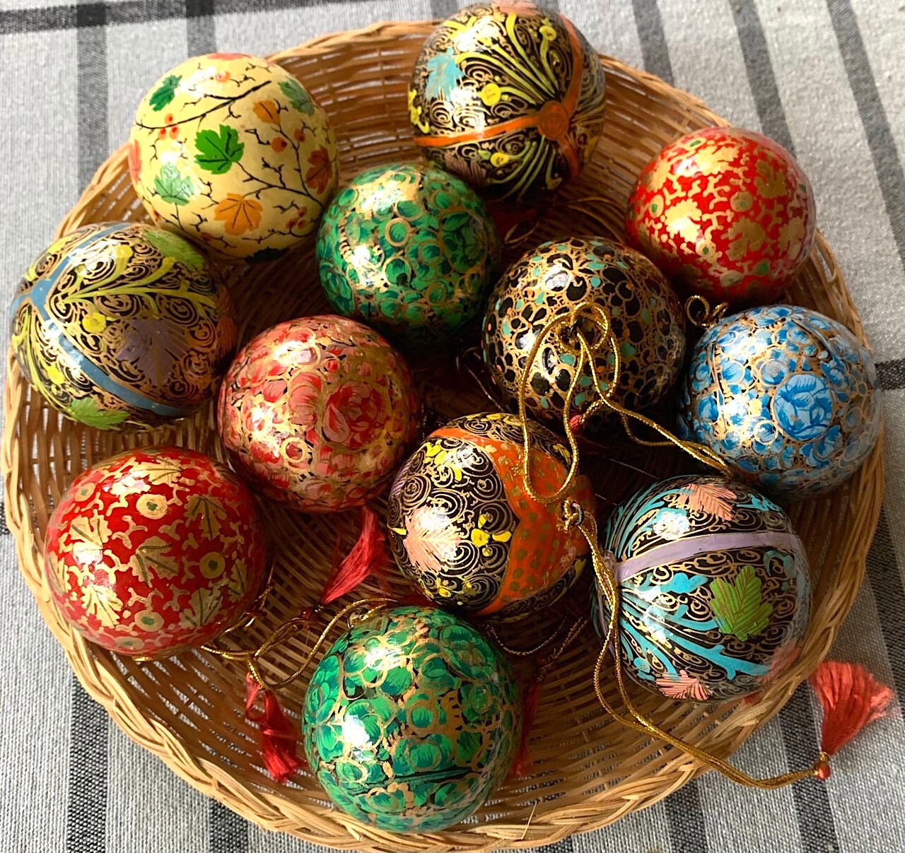 Christmas Decor Ball 2 Inch Bauble Assorted Handmade Papier-mâché ...