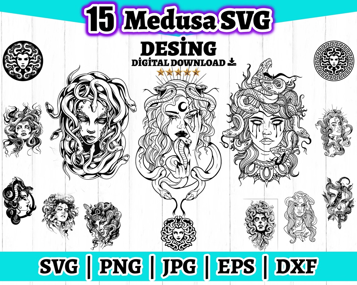 Medusa SVG Print File, Medusa Svg Bundle, Medusa Silhouette Vector ...