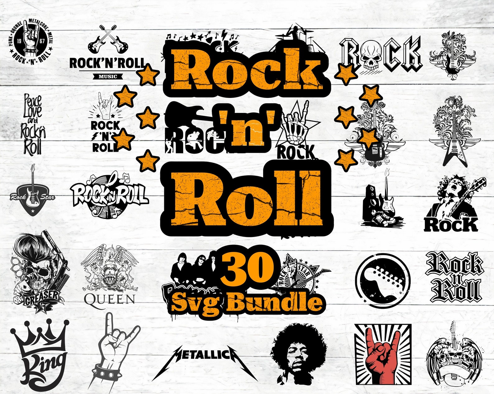 30 Rock N Roll Svg Bundle, Rock Music Svg, Svg File for Cricut, Cut ...