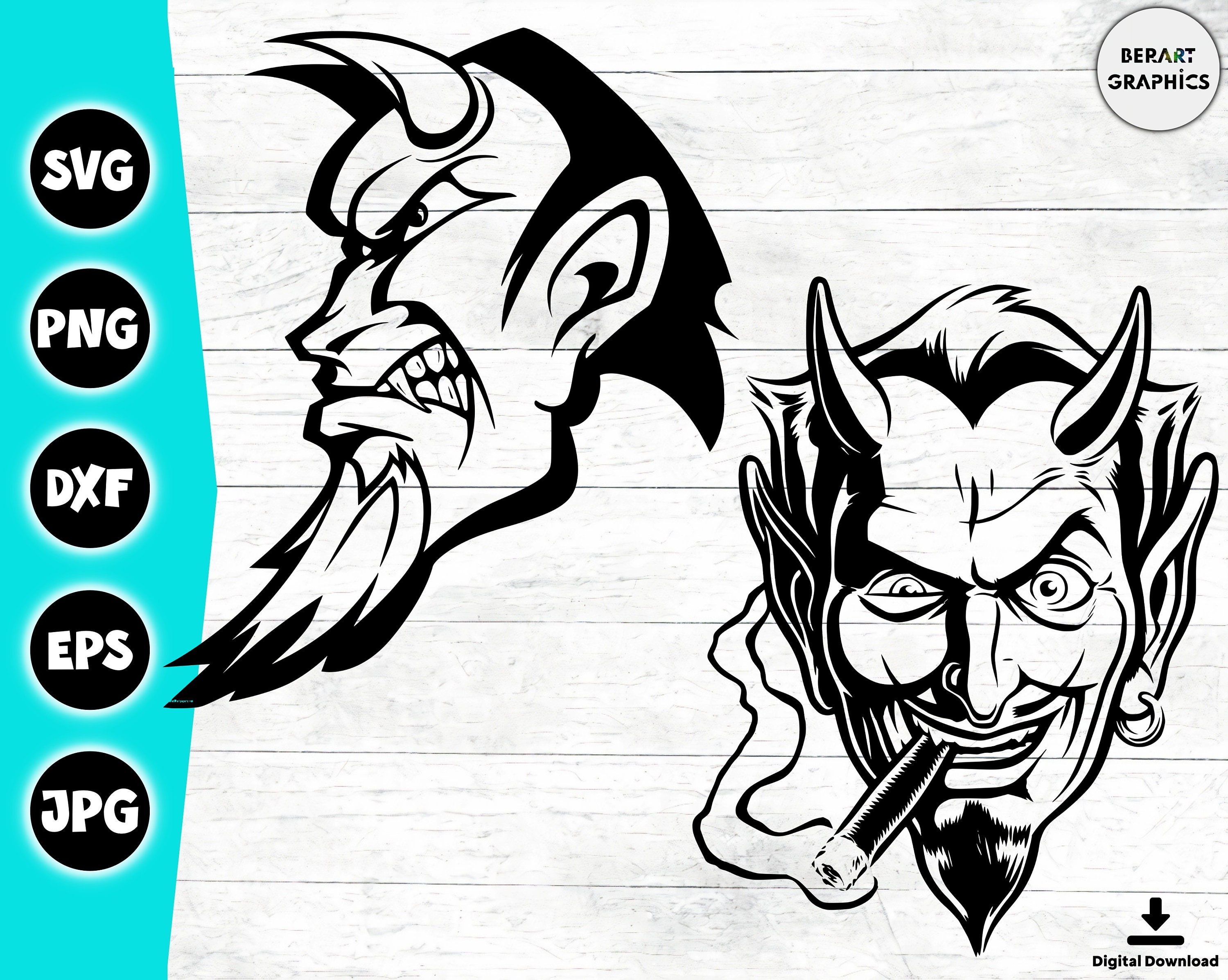 10 Devil SVG Bundle, Demon Cut Files, Hell Devil Pack Laser Art Cricut ...