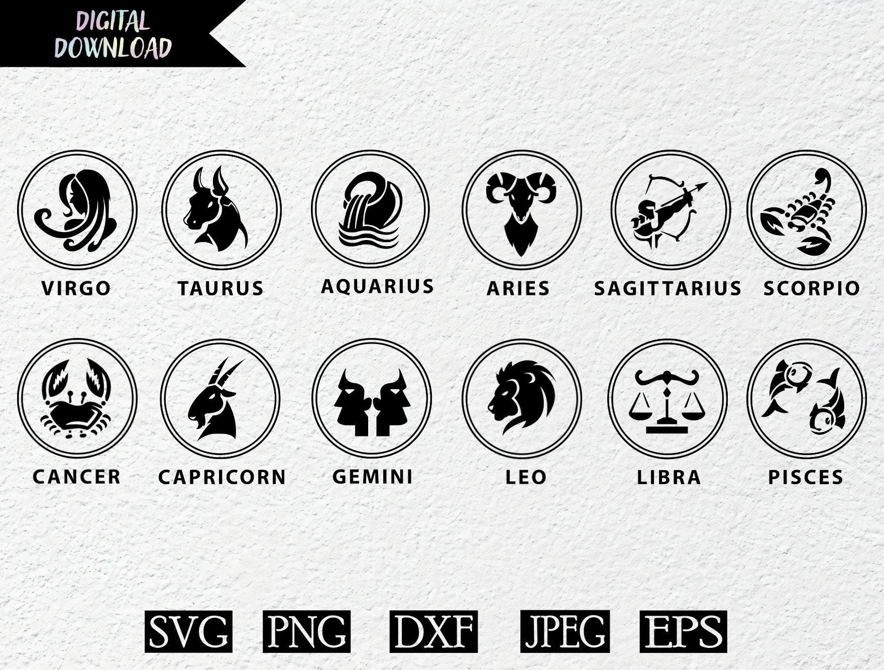 4 Zodiac Svg Bundle Horoscope SVG Boho Svg Cut File - Etsy