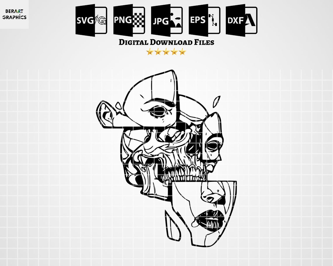 Skull Woman Face Svg Half Skull Skeleton Woman Face Svg - Etsy