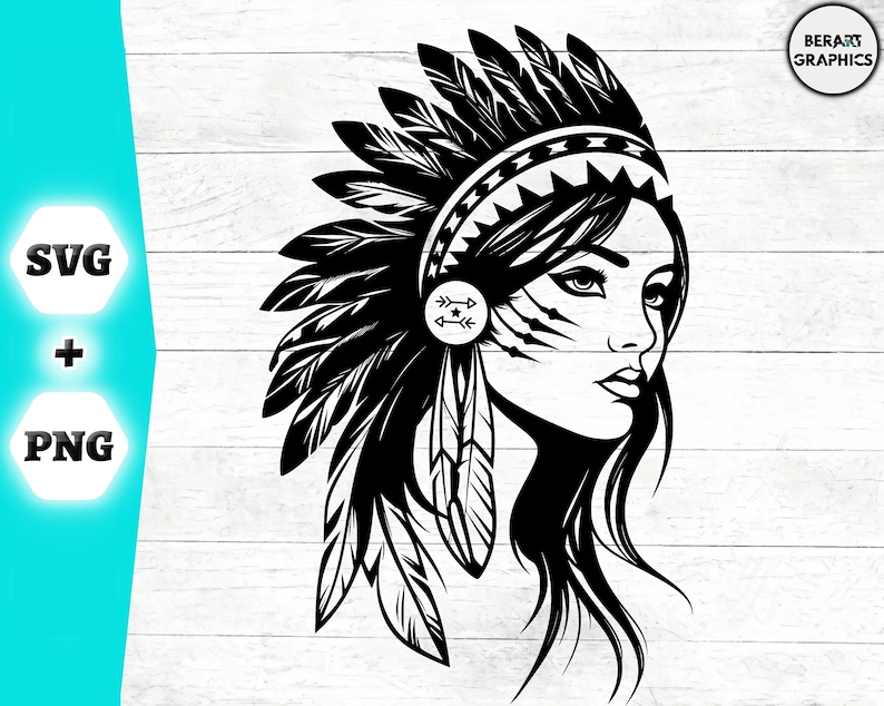 Native American Girl Svg, American Native Png File, Indian Woman ...