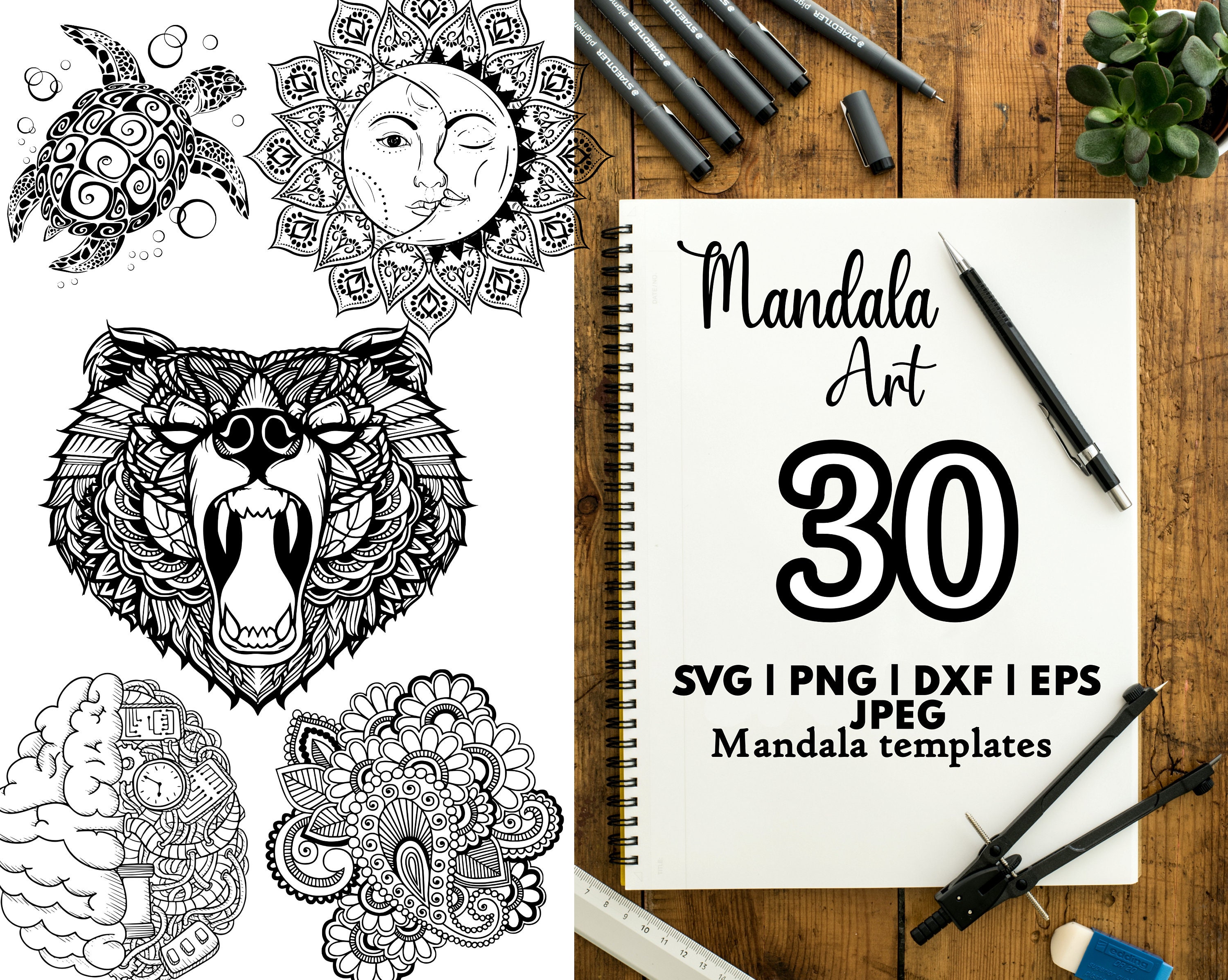 30 Mandala Svg, Mandala Svg Bundle, Mandala Flower Svg, Mandala Cut ...