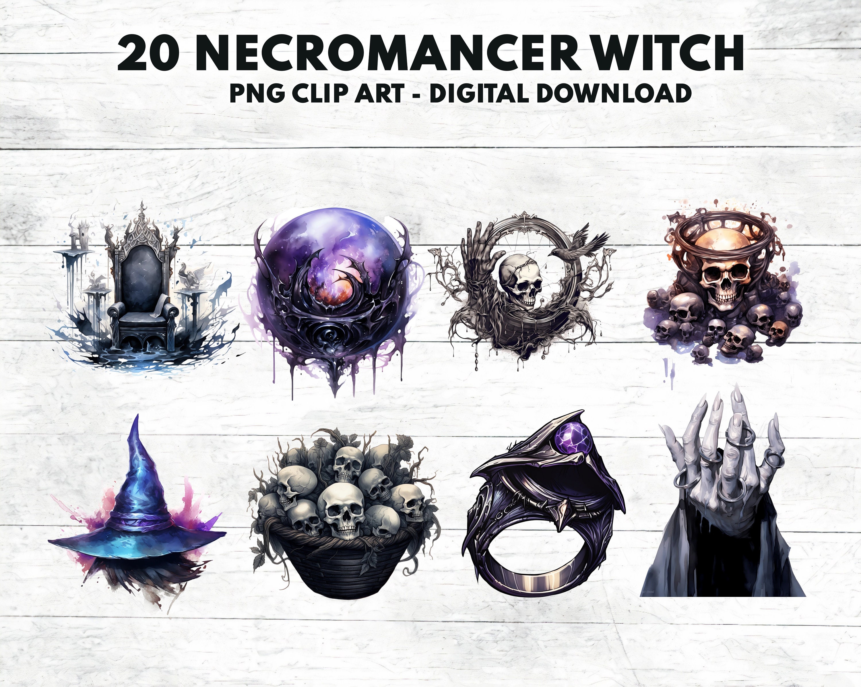 Necromancer Witch Clipart PNG Bundle Magic Witch Clipart Png - Etsy