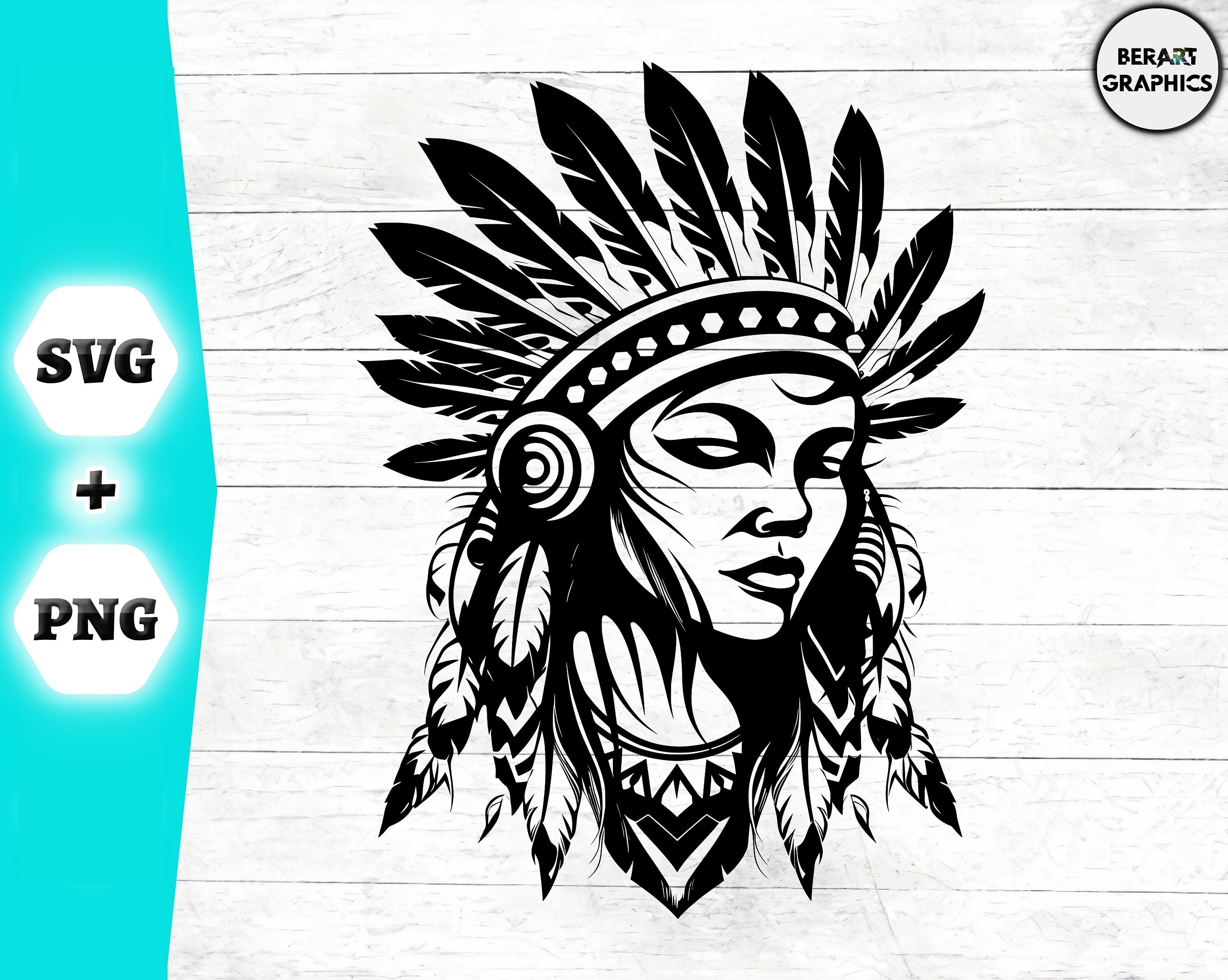 Native American Girl Indigenous Warrior Woman SVG PNG Print and Cut ...