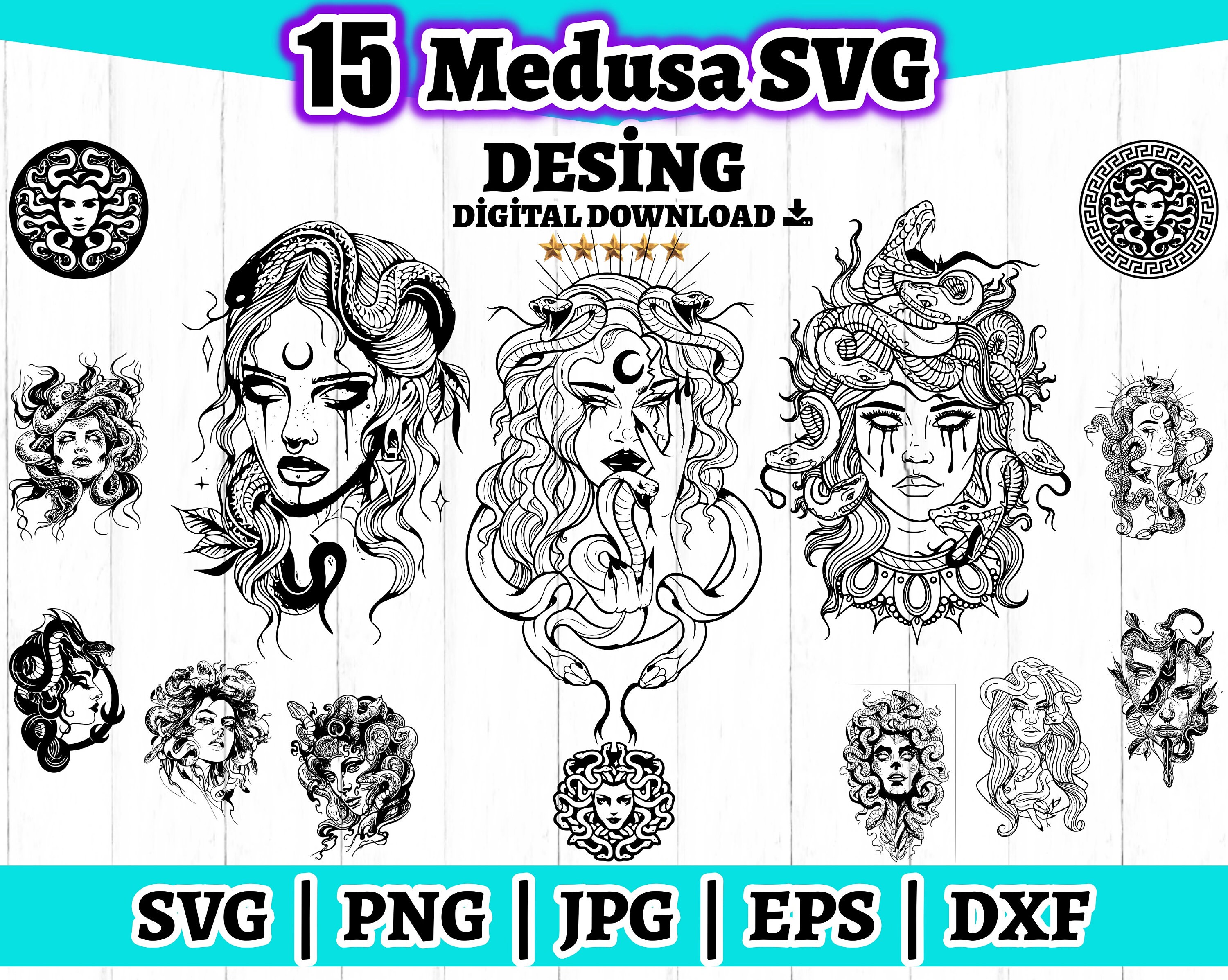 Medusa Svg Print File Medusa Svg Bundle Medusa Silhouette Etsy