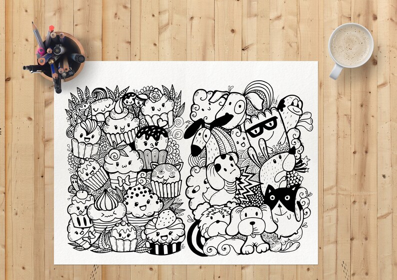 Doodle Svg Bundle Funny Doodle Elements Svg Cute Animals - Etsy
