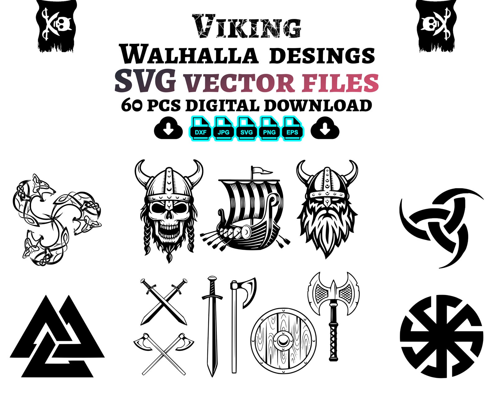 Viking Vector Design Images Svg Bundle, Viking Svg, Viking Symbols SVG ...