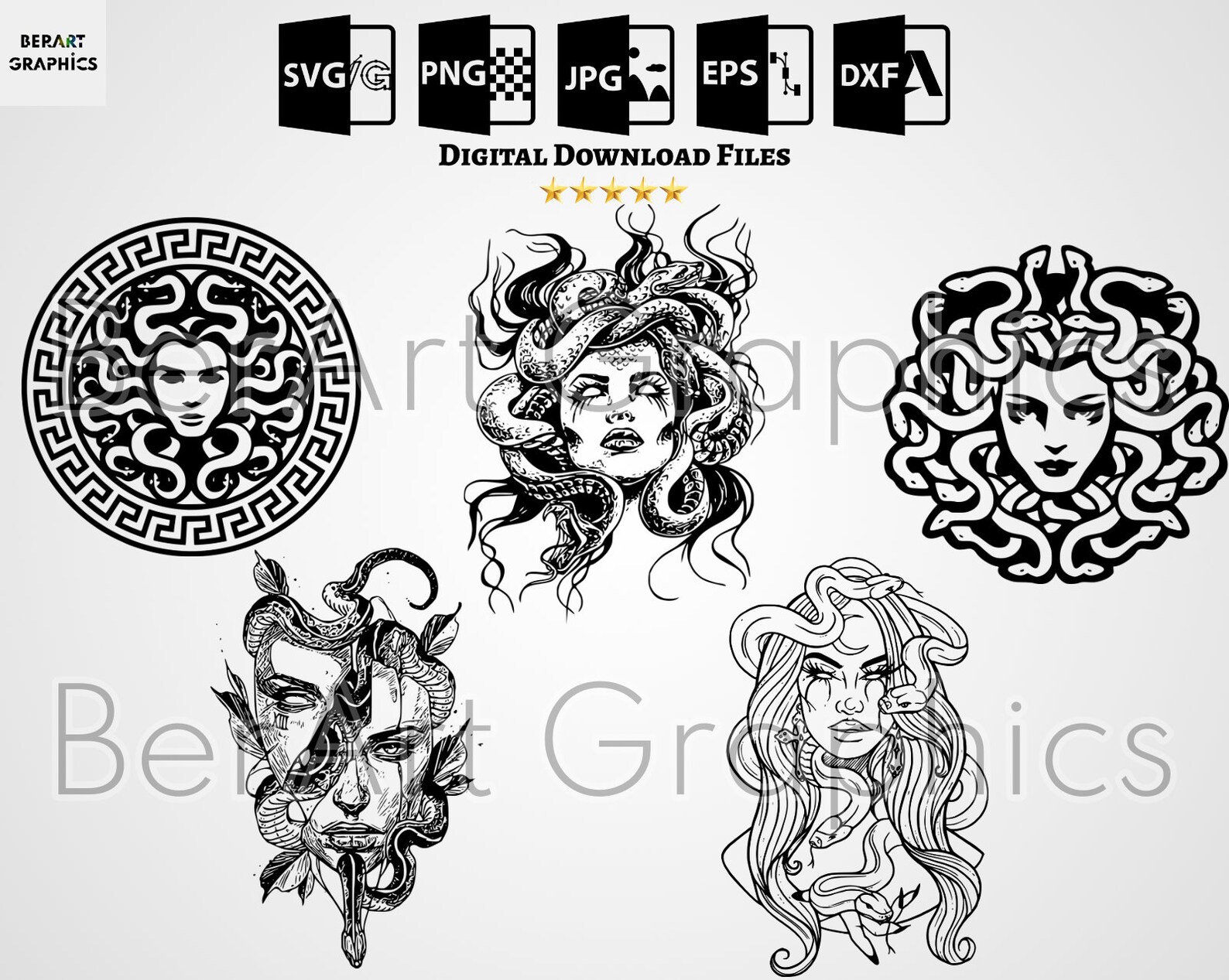 Medusa SVG Print File, Medusa Svg Bundle, Medusa Silhouette Vector ...