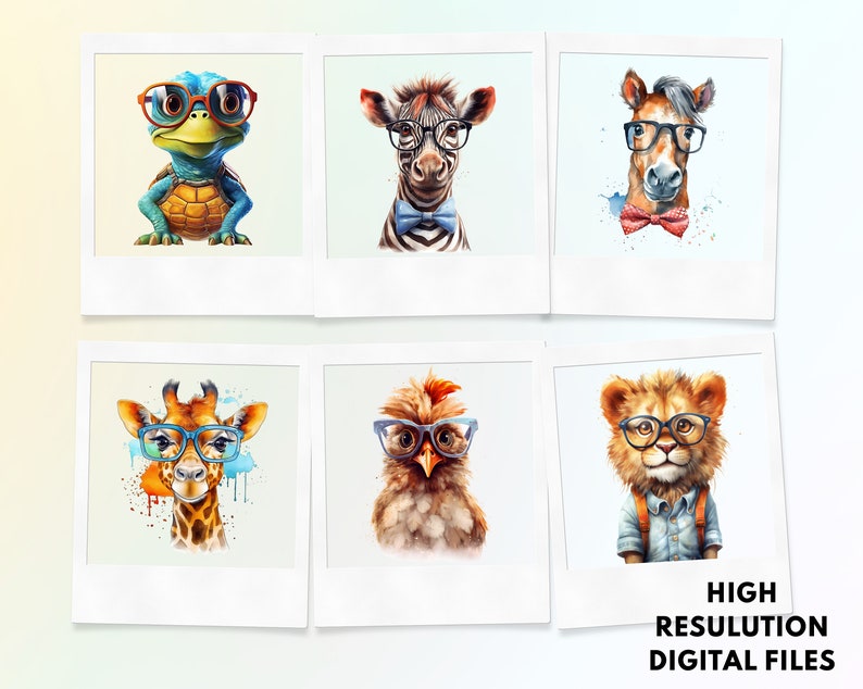 Cute Animals Watercolor Clipart, Digital Crafting, Paper Crafts, Cute ...