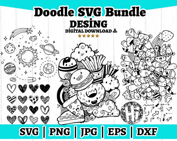 Doodle Svg Bundle Funny Doodle Elements Svg Cute Animals - Etsy