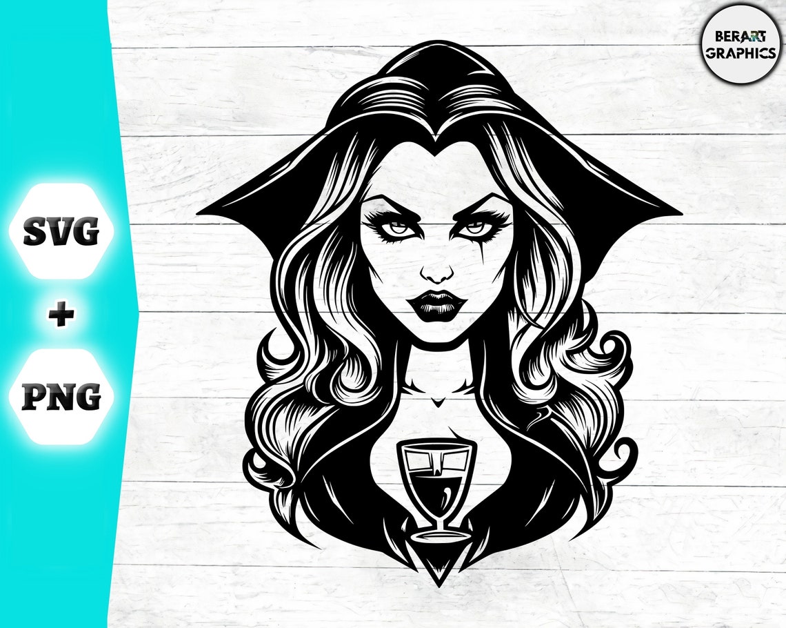 Vampire SVG PNG Print and Cuting File, Vampire Girl Png Clipart, Female ...
