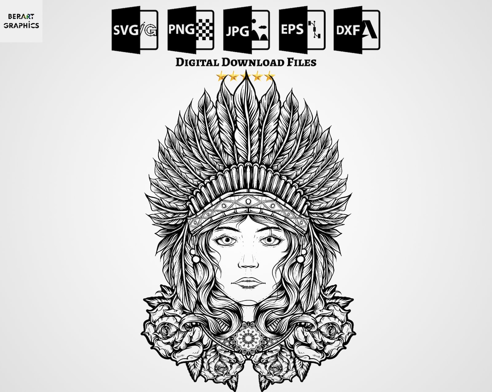 Native American Warrior Girl Stencil for Cricut, Native American Girl ...