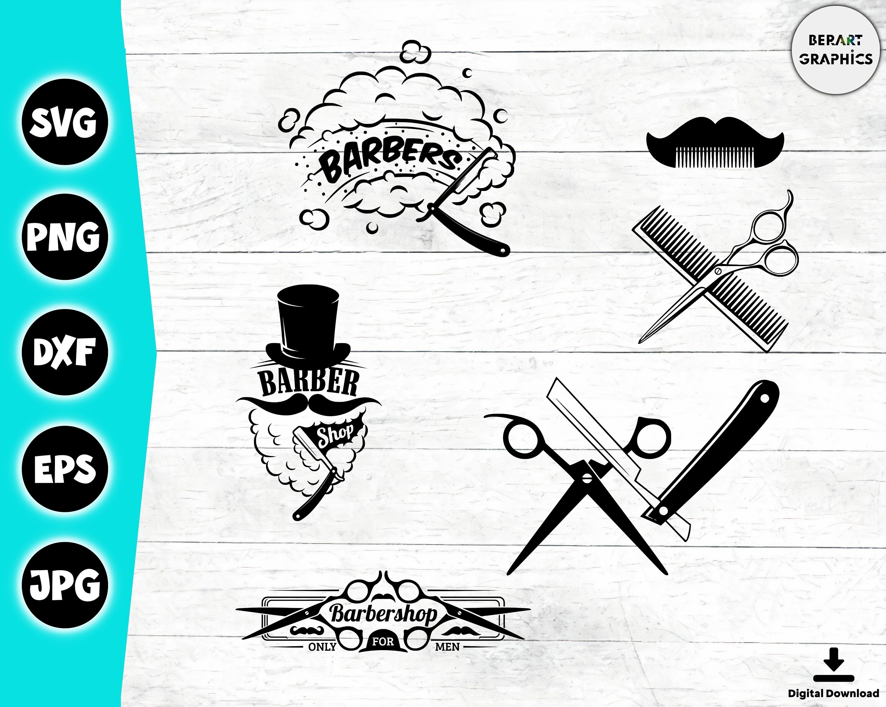 Barbershop Svg Bundle, Barbershop Svg Designs Files, Digital Download ...