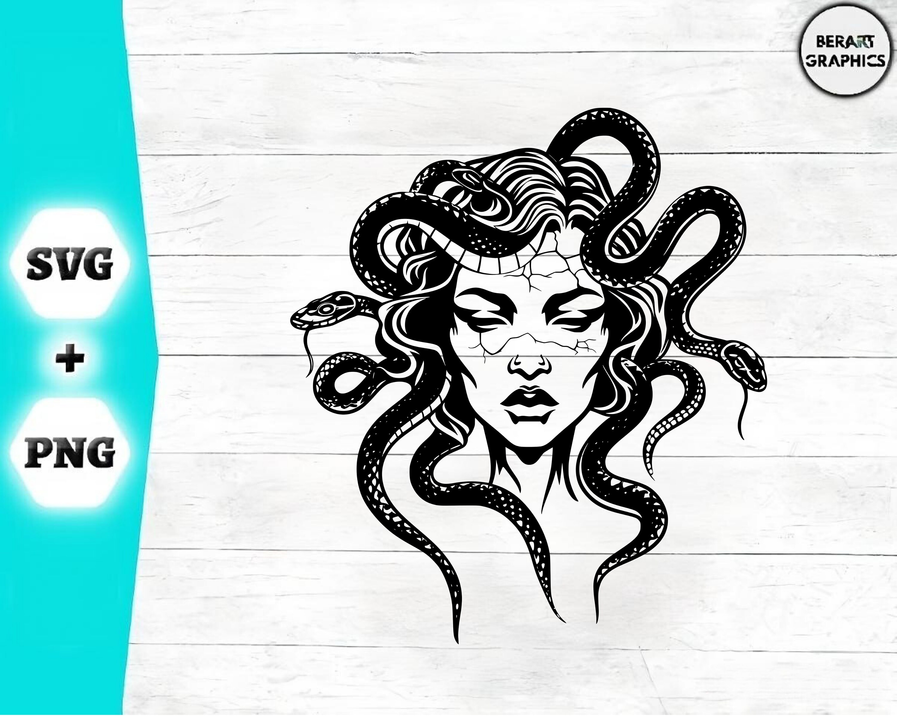 Medusa SVG PNG Print File, Medusa Svg Png, Medusa Silhouette Vector ...