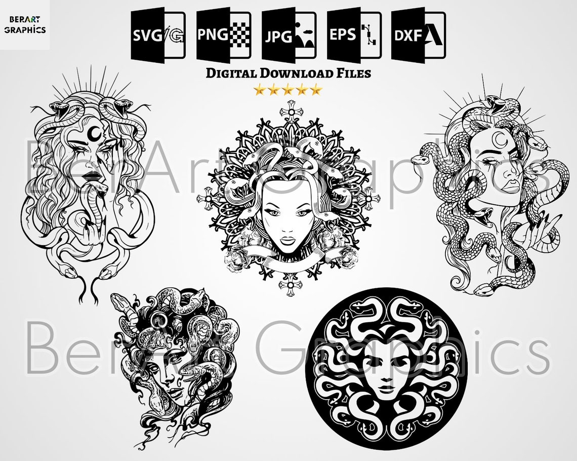 Medusa SVG Print File, Medusa Svg Bundle, Medusa Silhouette Vector ...