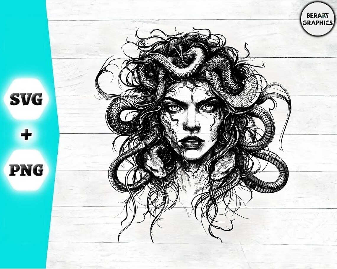 Greek Goddess Beautiful Woman Medusa Svg Png Printable Cricut Cut File
