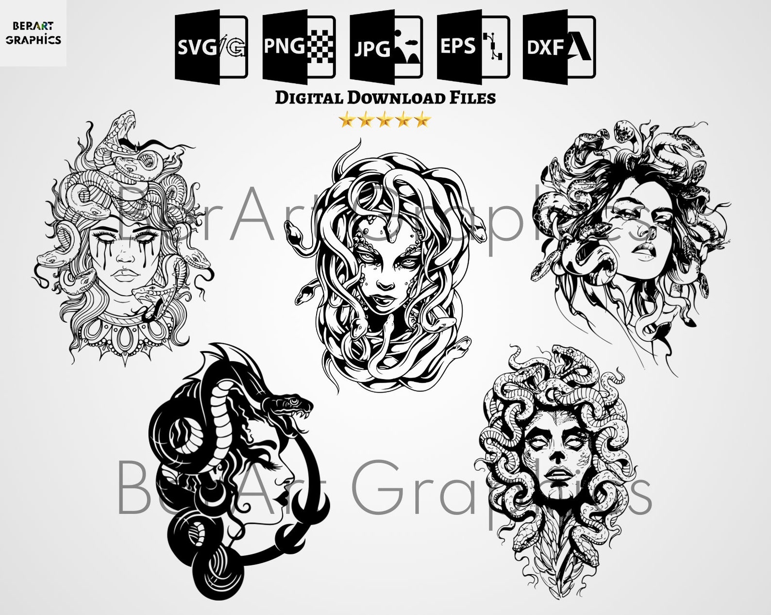 Medusa SVG Print File, Medusa Svg Bundle, Medusa Silhouette Vector ...