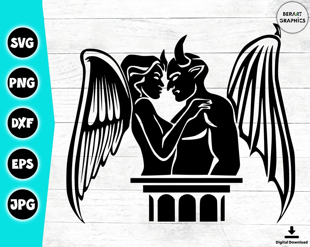 Angel and Devil SVG, Svg Png Dxf Eps Jpg Instant Download for Print Cut ...