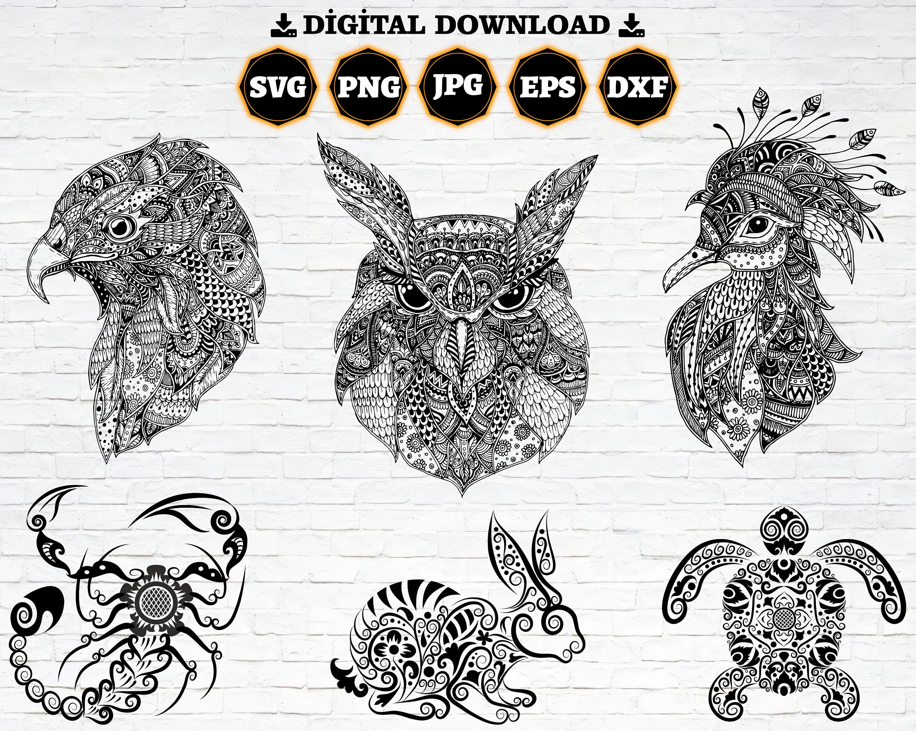 Animal Mandala Svg Bundle Animal Mandala Set of 30 SVG - Etsy