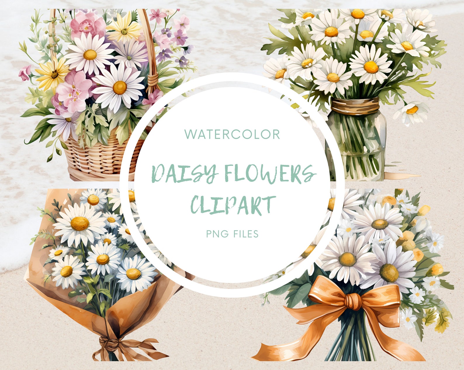 12 Watercolor Pastel Flowers PNG, Watercolor Floral Clipart Bouquets ...