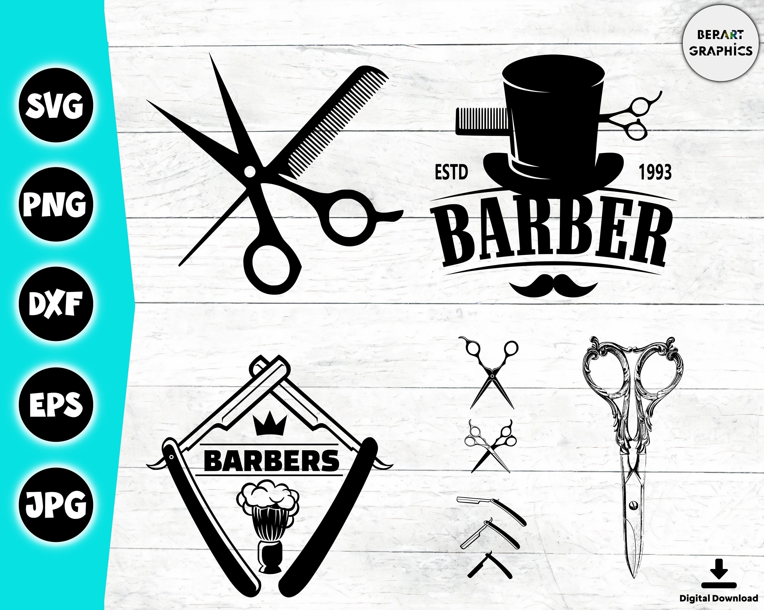 Barbershop Svg Bundle, Barbershop Svg Designs Files, Digital Download ...