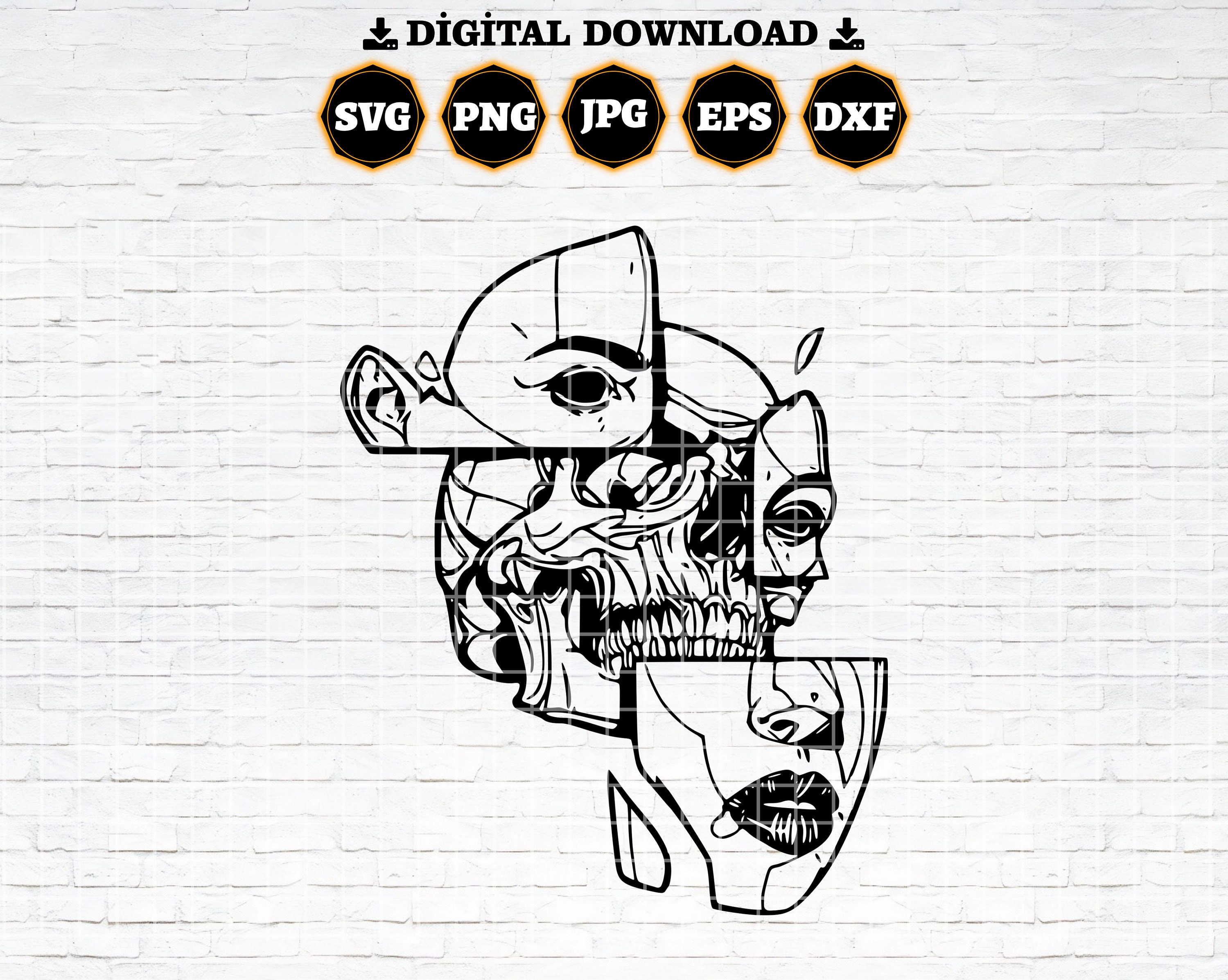 Skull Woman Face Svg Half Skull Skeleton Woman Face Svg - Etsy