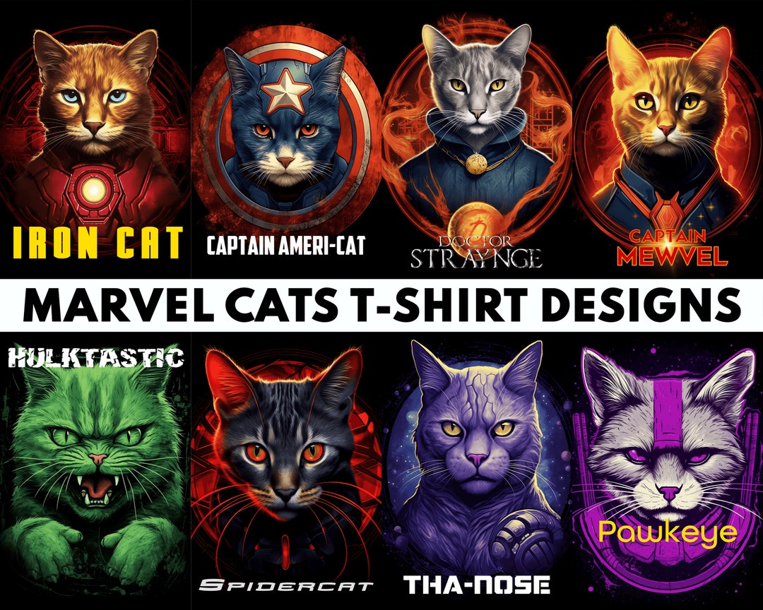 Marvel Cats Tshirt Designs Digital Jpg Files, Avengers Clip Art Bundle ...