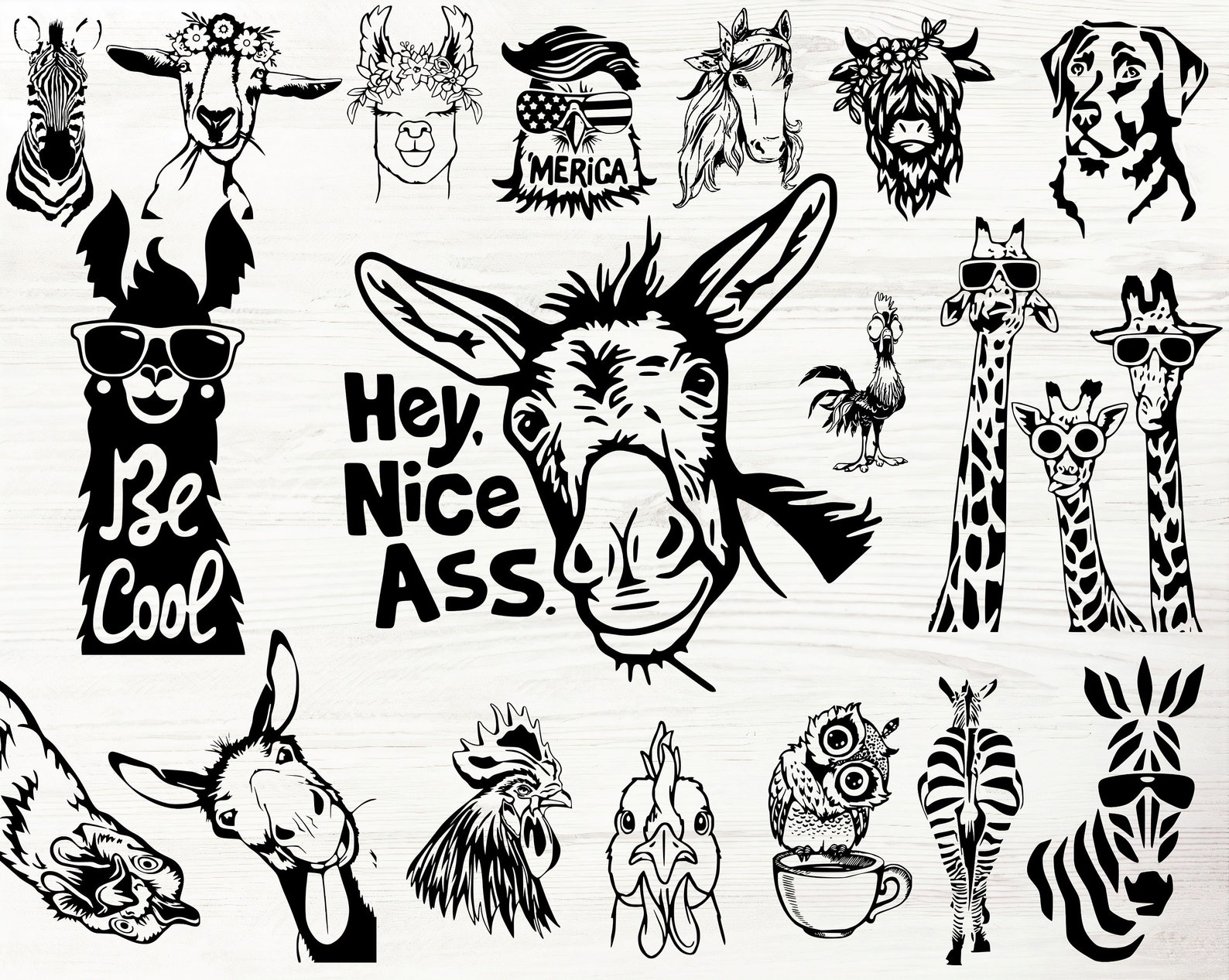 Buy Funny Animals Svg Bundle Animals Clipart Svg Files for Online in ...
