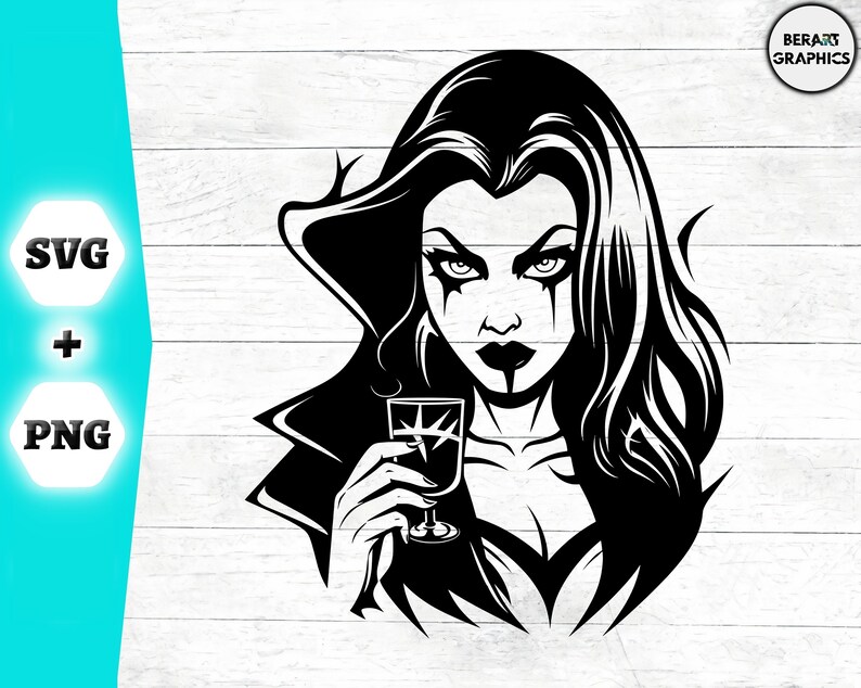 Spooky Vampire Girl SVG PNG Print and Cuting File, Vampire Png Clipart ...