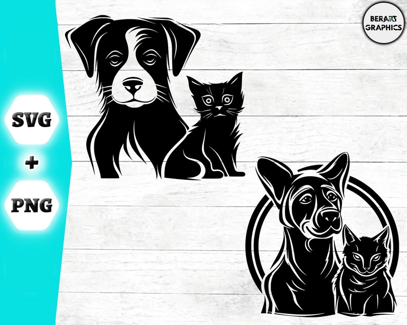Dog and Cat SVG, Dog and Cat Clipart, Dog With Cat Svg, Dog and Cat ...