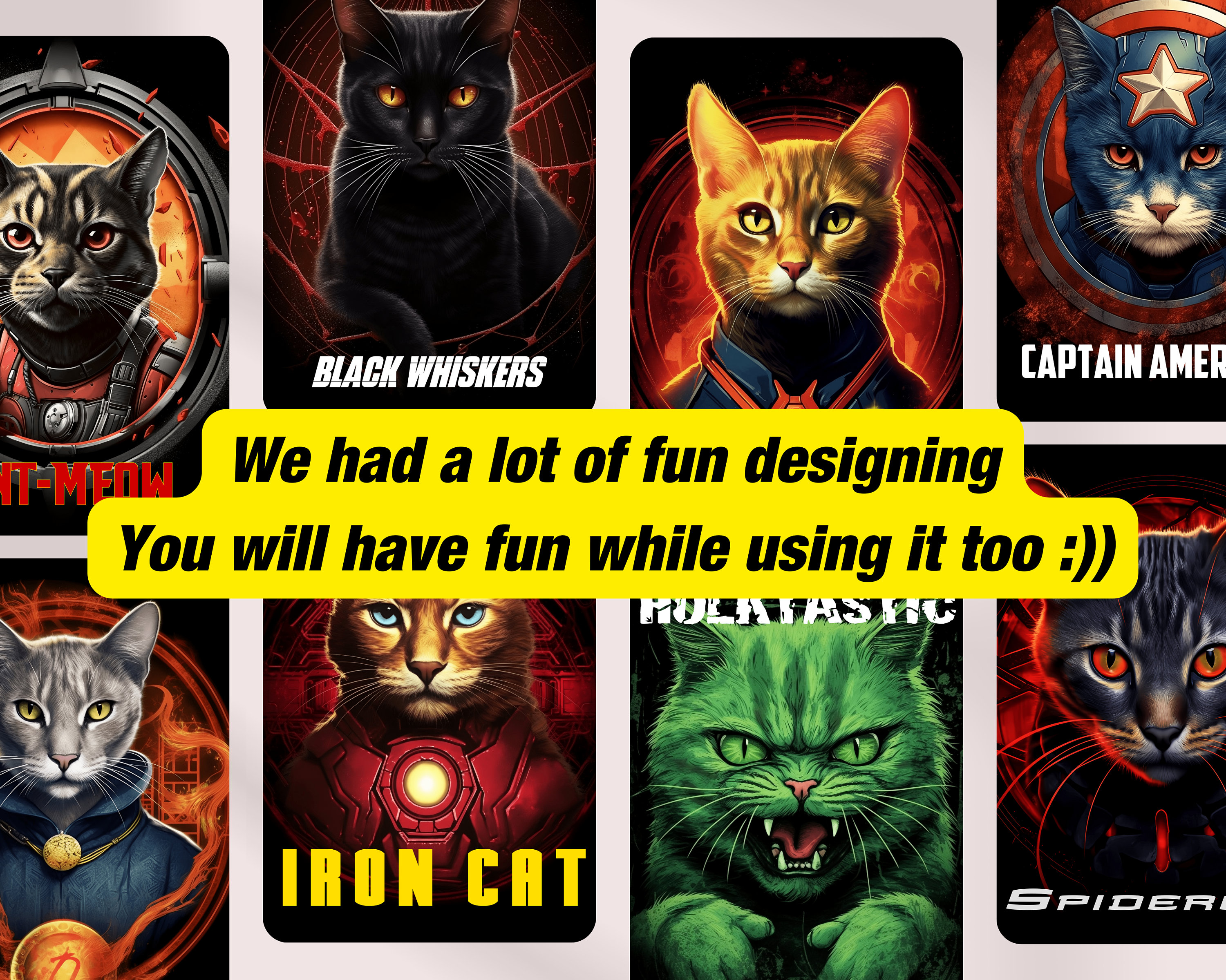 Marvel Cats Tshirt Designs Digital Jpg Files, Avengers Clip Art Bundle ...