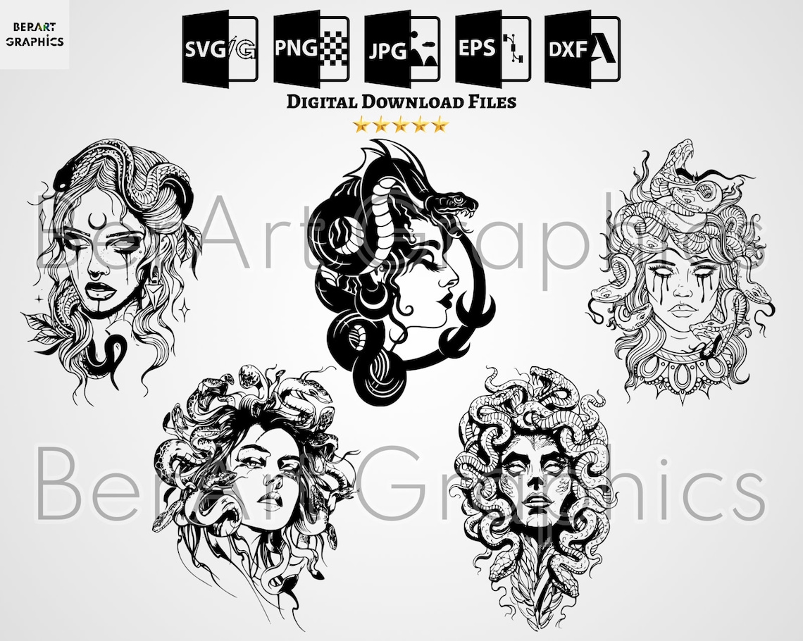 Medusa SVG Print File Medusa Svg Bundle Medusa Silhouette - Etsy